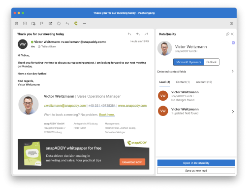 snapAddy para Outlook | snapAddy